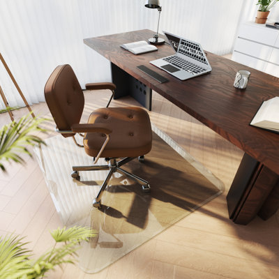 Fab Glass And Mirror Square Tempered Glass Chair Mat For Hardwood Floor Or Carpet Flat Edge